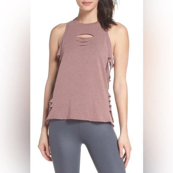 ALO Yoga | Tops | Nwt Alo Yoga Cut It Out Long Tank Heathered Rose ...